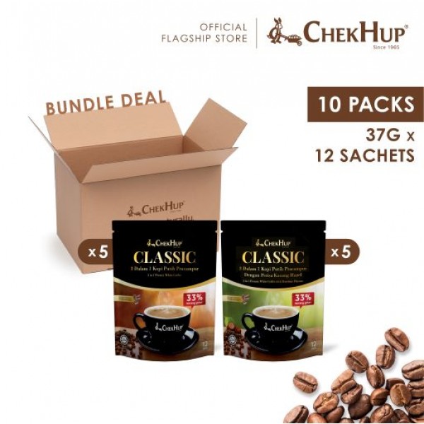 Chek Hup 3in1 Classic Colombian White Coffee (33% Less Sugar) 37g x 12s ...