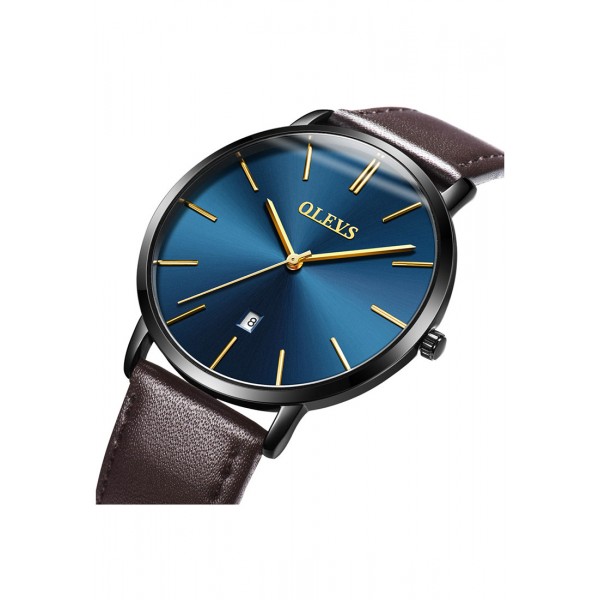 Olevs Ultra Light Men Calendar Leather Quartz Watch - BC-Blue with Dark ...