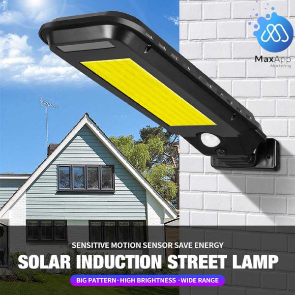 SOLAR INDUCTION WALL LAMP , OUTDOOR WATERPROOF 100 COB 3 Modes SOLAR ...
